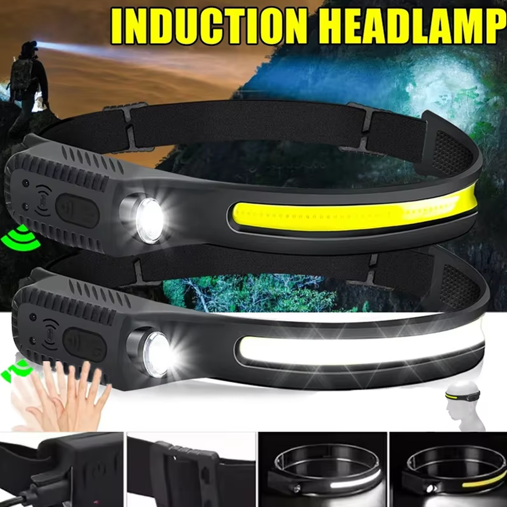 Sensor Head lamp LED Head Flashlight Rechargeable Headlight Head Torch ...